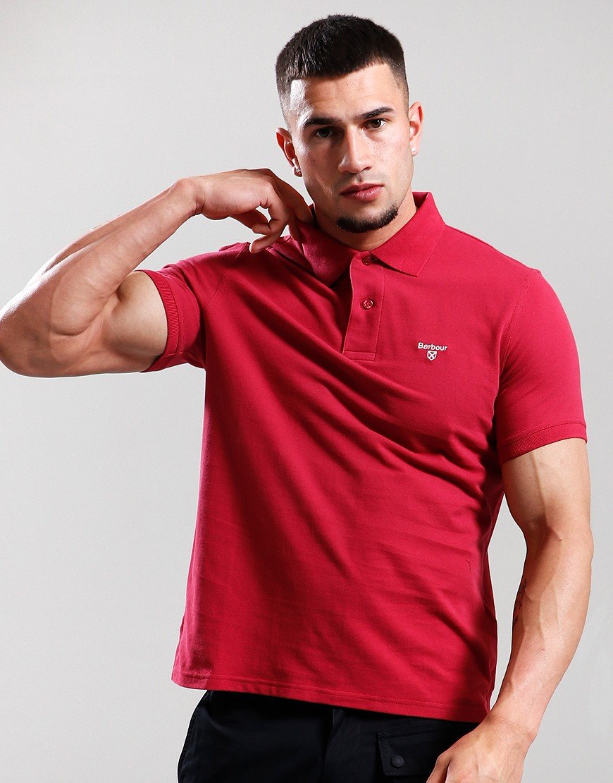 Barbour Lightweight Sports Polo Shirt Raspberry - Terraces Menswear