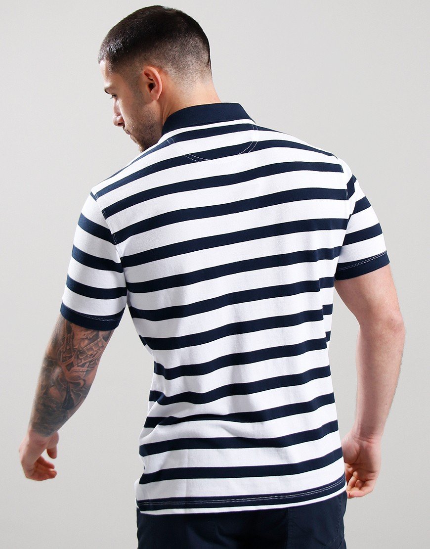 Barbour Stripe Polo Shirt Navy - Terraces Menswear