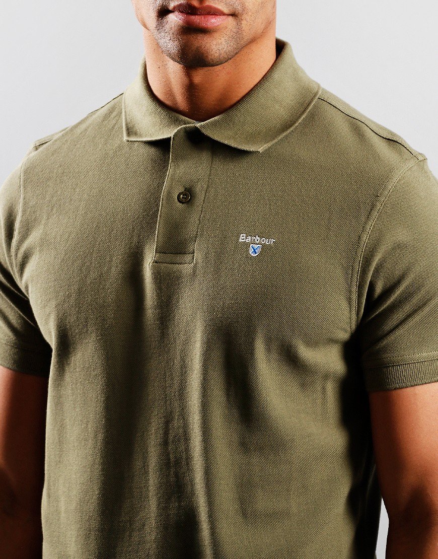 Barbour Tartan Pique Polo Shirt Light Moss - Terraces Menswear