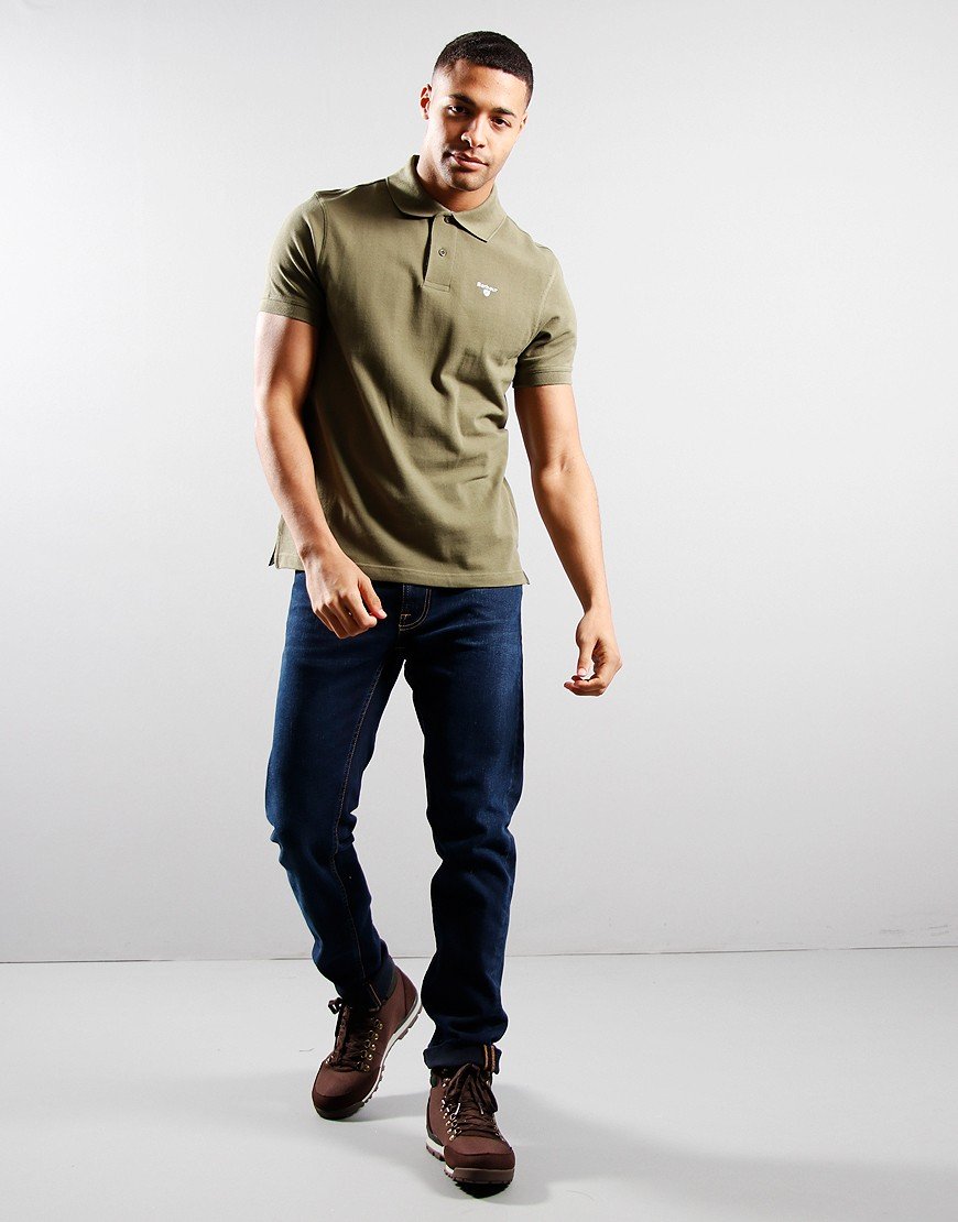 Barbour Tartan Pique Polo Shirt Light Moss - Terraces Menswear