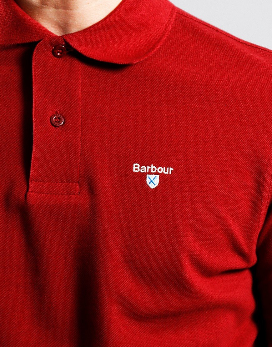 Barbour Tartan Pique Polo Shirt Wine - Terraces Menswear