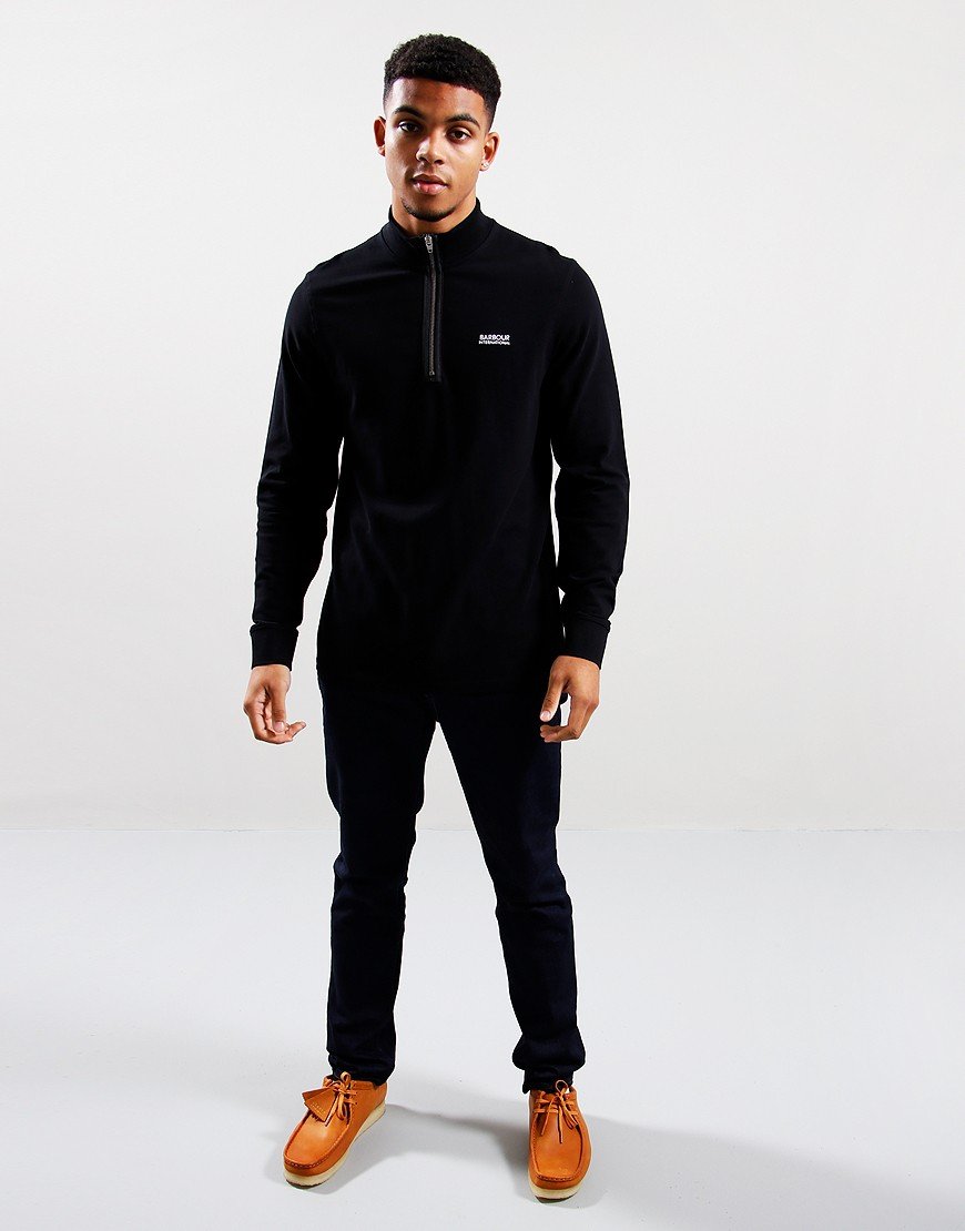 Barbour International Breaker Half Zip Sweat Black - Terraces Menswear