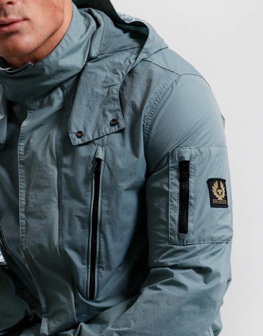 Belstaff Pivot Garment Dye Ripstop Jacket Steel Green - Terraces Menswear