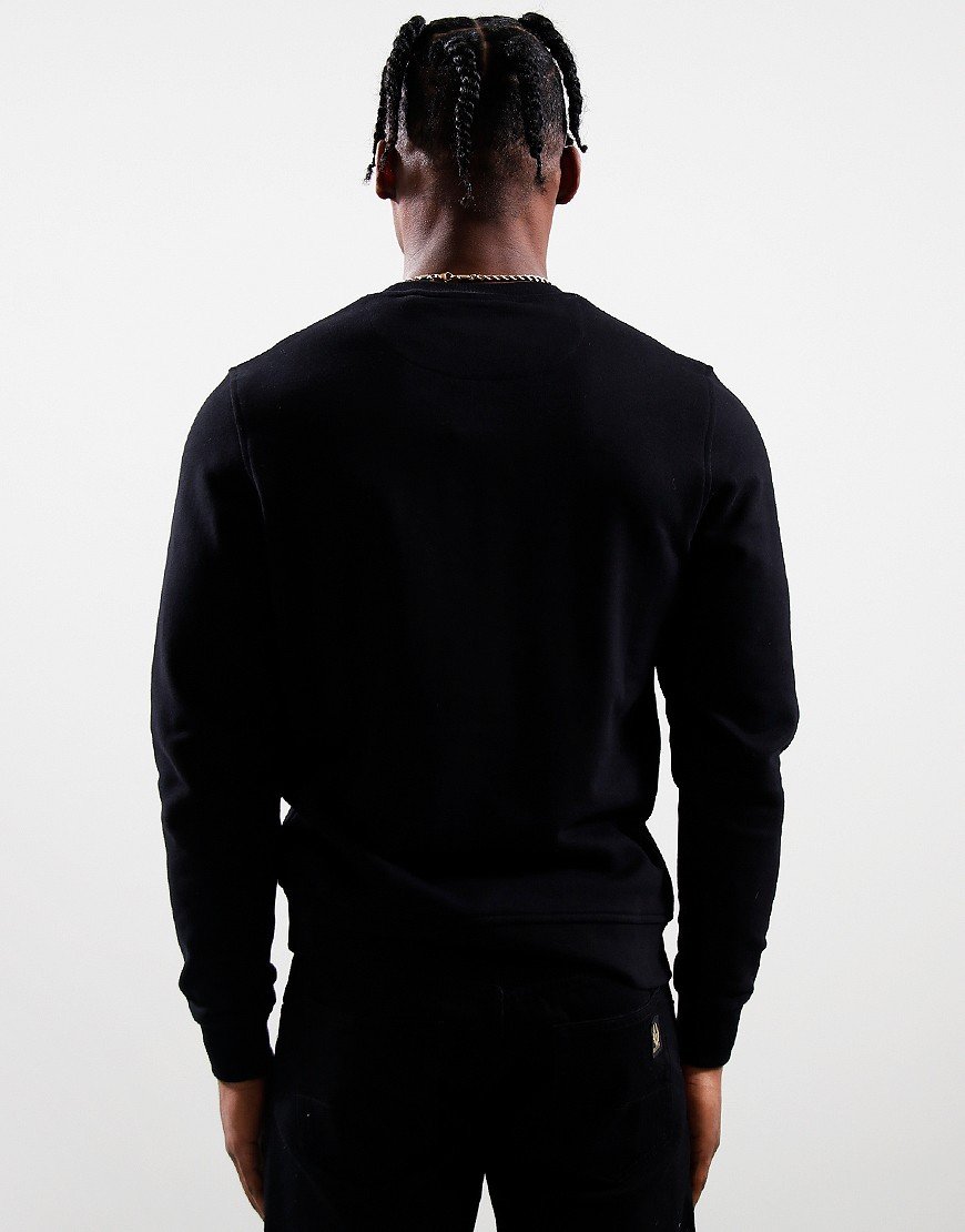 Belstaff Signature Crew Neck Sweat Black/Neon Yellow - Terraces Menswear