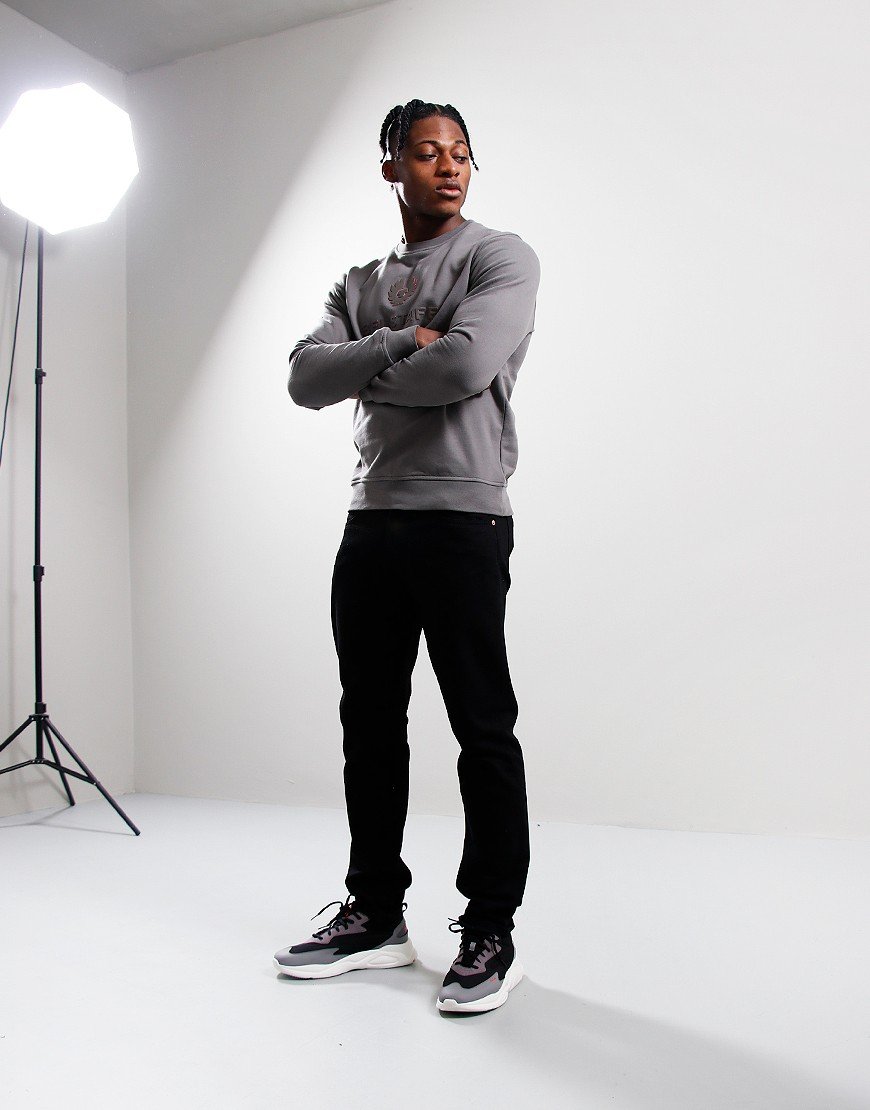 Belstaff Signature Crew Sweat Granite Grey/Neon Pink - Terraces Menswear