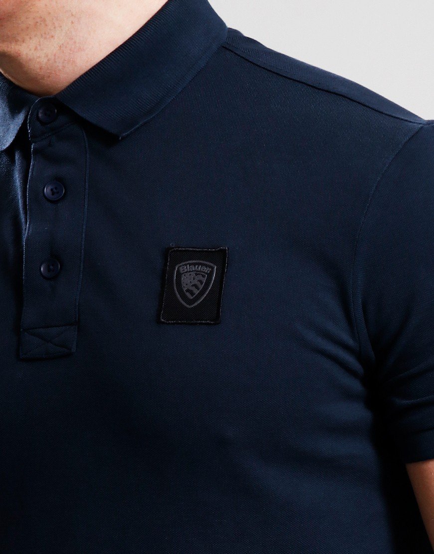Blauer Cotton Jersey Polo Shirt Navy - Terraces Menswear