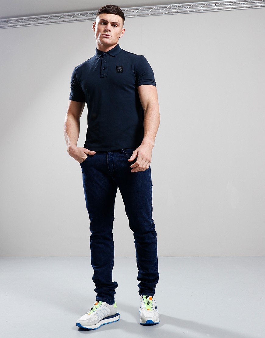 Blauer Cotton Jersey Polo Shirt Navy - Terraces Menswear