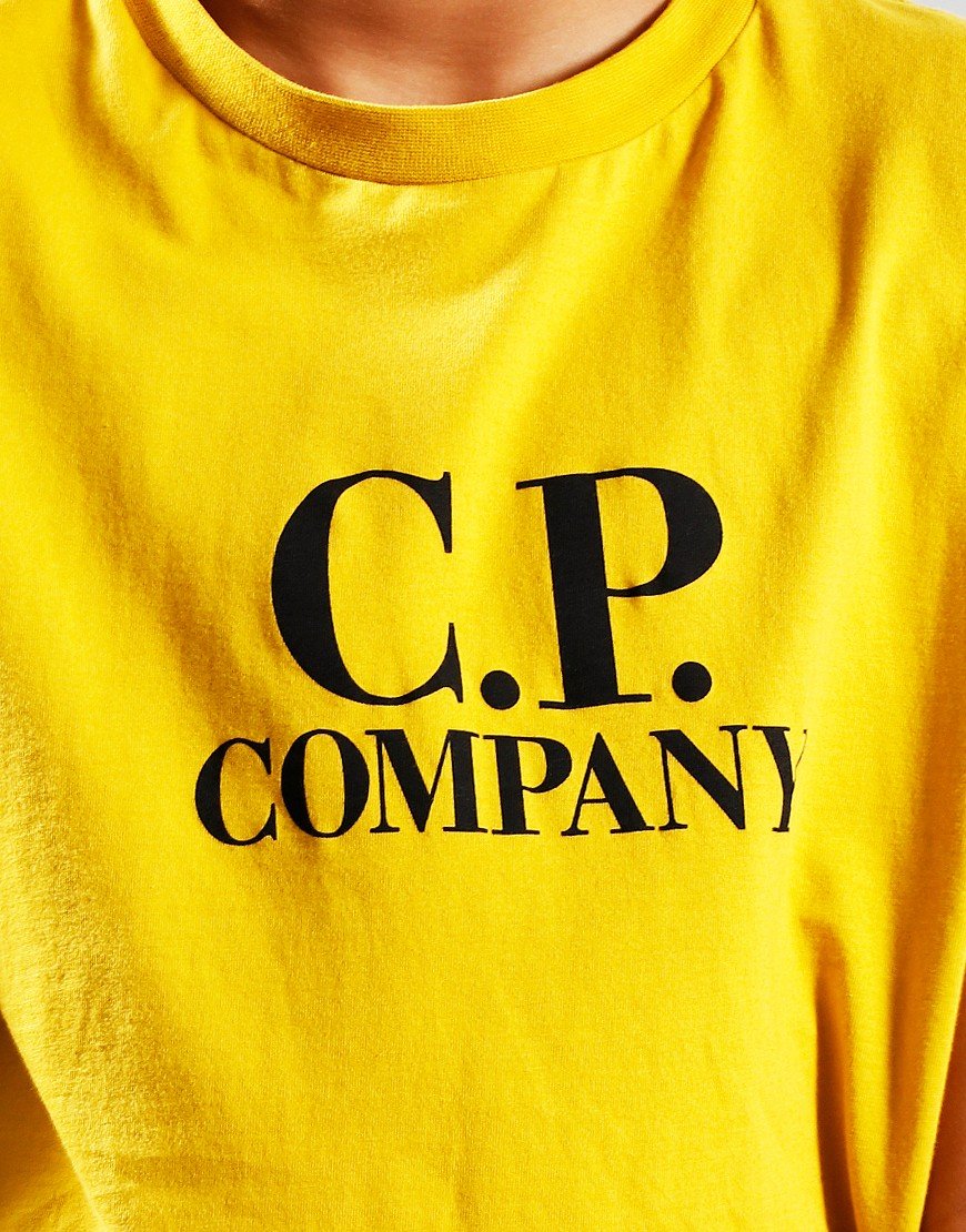 C.P. Company Kids Chest Logo Goggle Hood Print T-Shirt Nugget Gold ...