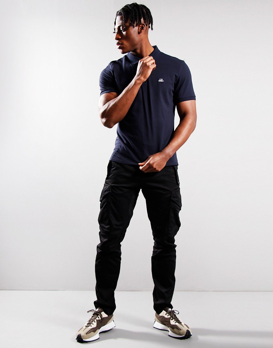 C.P. Company Slim Pique Polo Shirt Total Eclipse - Terraces Menswear