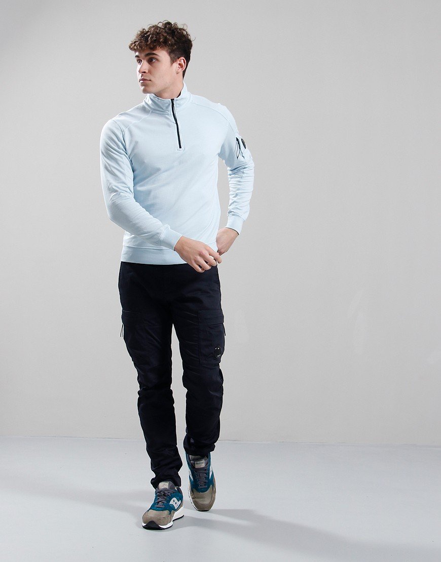 C.P. Company Light Fleece Zip Sweat Starlight Blue - Terraces Menswear