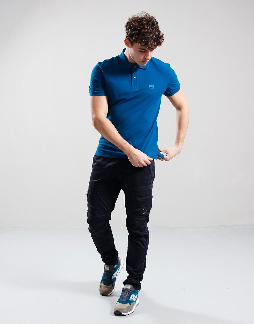 C.P. Company Stretch Piquet Polo Shirt Ink Blue - Terraces Menswear