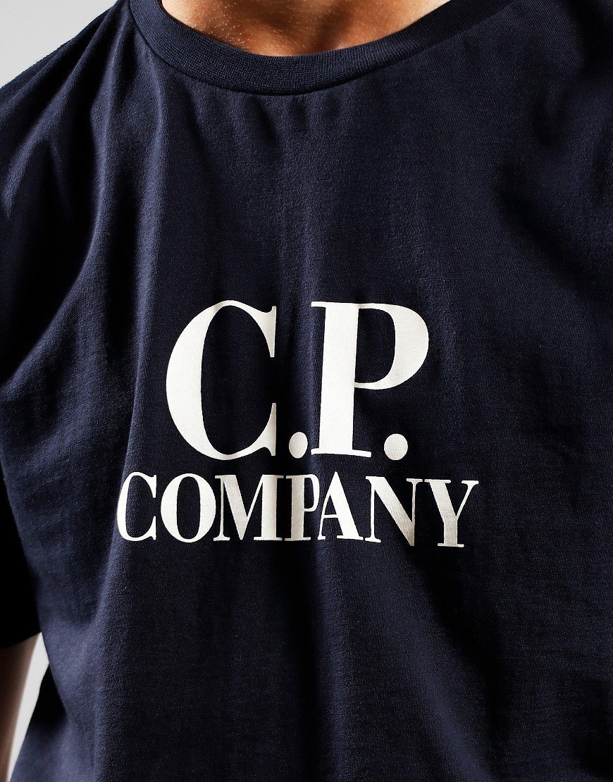 C.P. Company 30/1 Large Logo Front & Back T-Shirt Total Eclipse ...