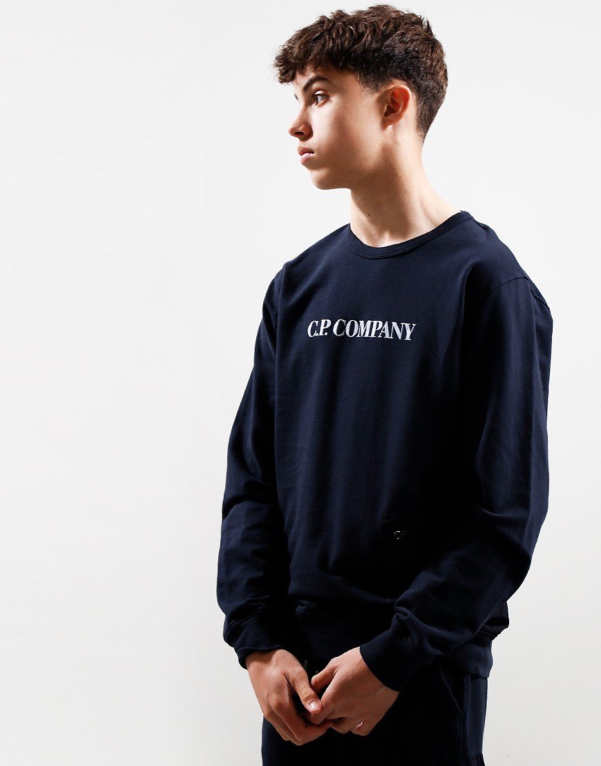 C.P. Company Kids Large Logo Crew Sweat Total Eclipse - Terraces Menswear
