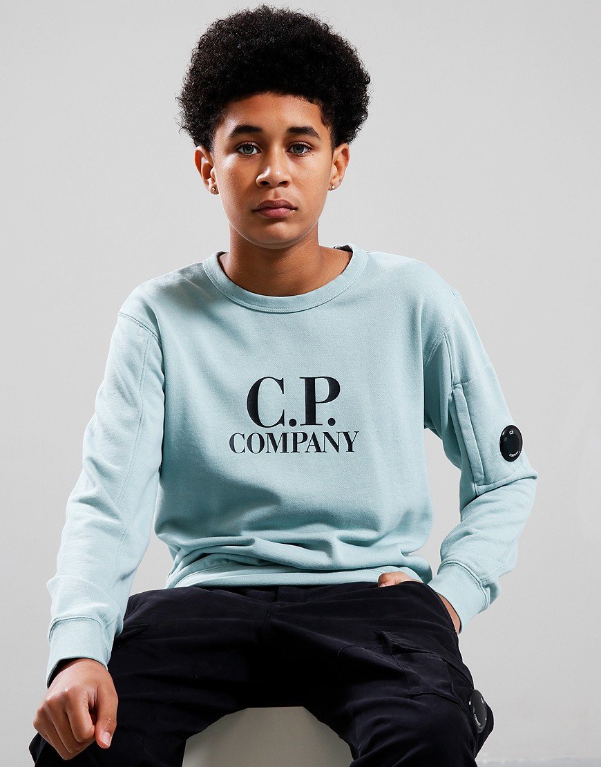 C.P. Company Kids Logo Crew Sweat Sage Green - Terraces Menswear