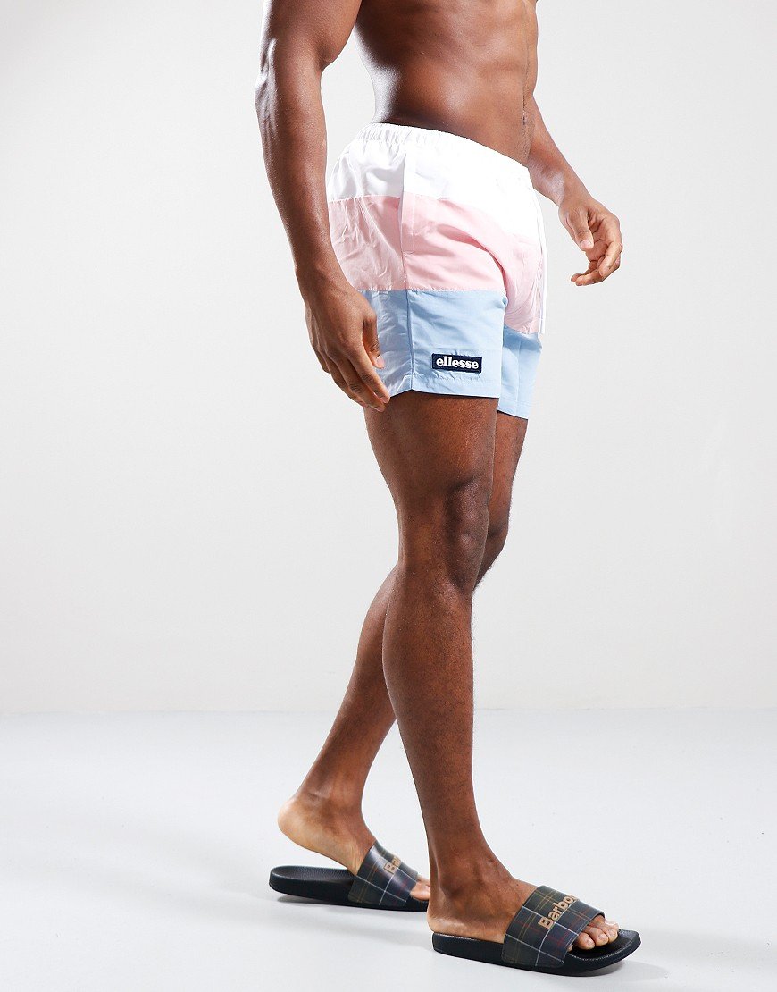 Ellesse Cielo Swim Shorts White/Light Pink/Light Blue - Terraces Menswear