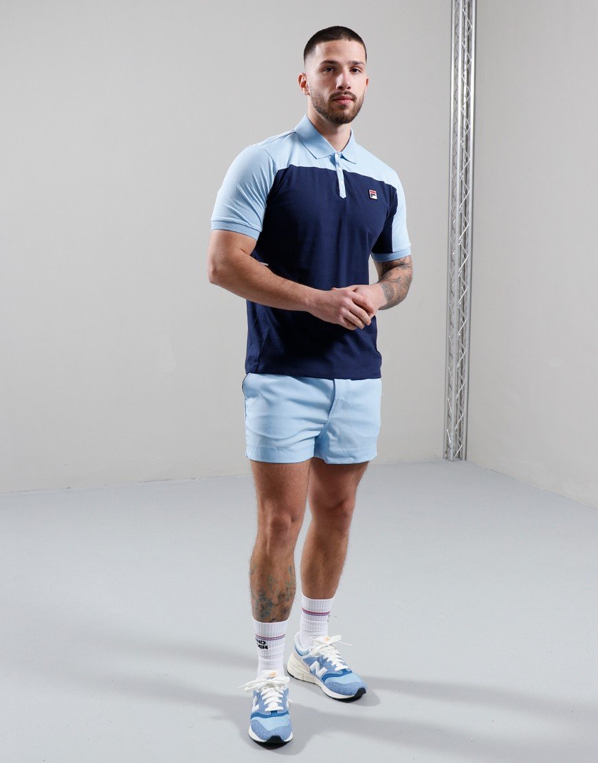 Fila Vintage Mivvi Polo Shirt Navy/Blue/White - Terraces Menswear