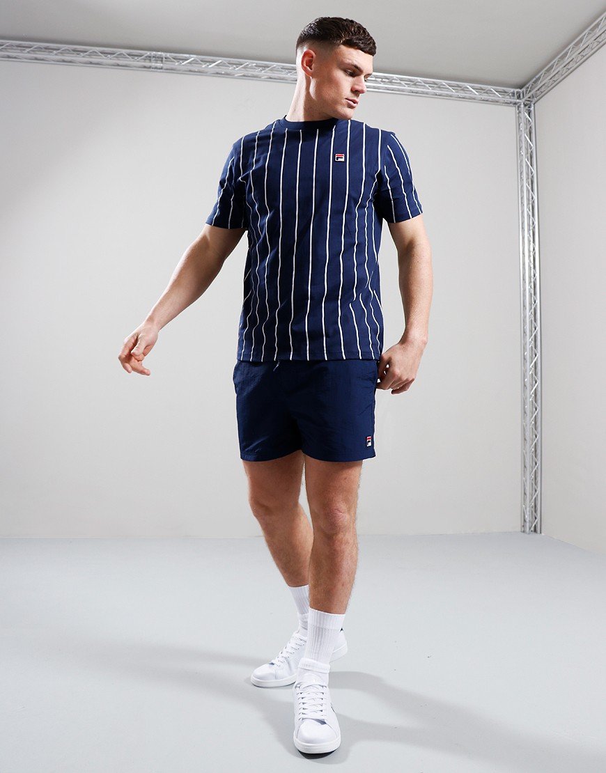 Fila Vintage Lee Stripe T-Shirt Navy/Wisteria/Gardenia - Terraces Menswear
