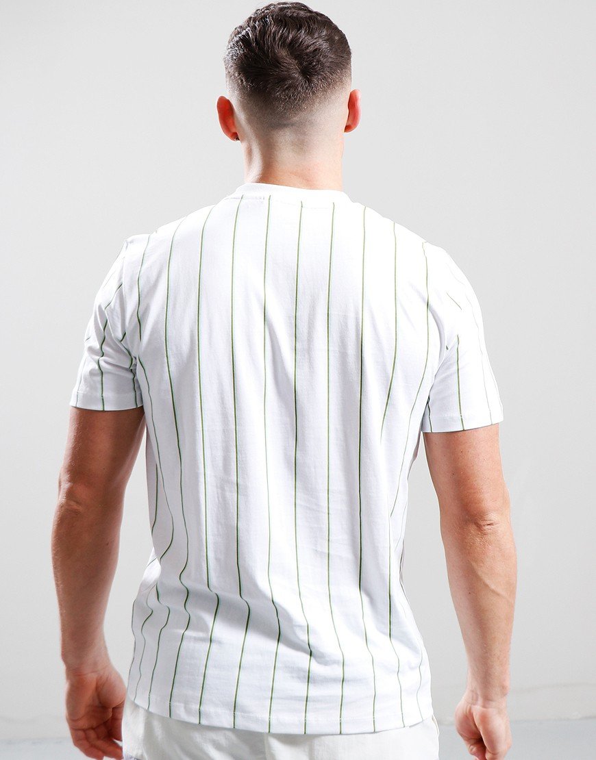 Fila Vintage Lee Stripe T-Shirt White/Surf Spray/Moss - Terraces Menswear