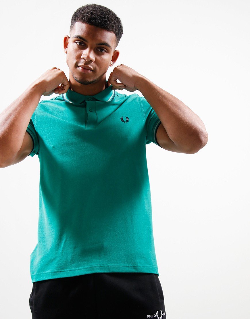 Fred Perry Twin Tipped Polo Shirt Fred Perry Green - Terraces Menswear