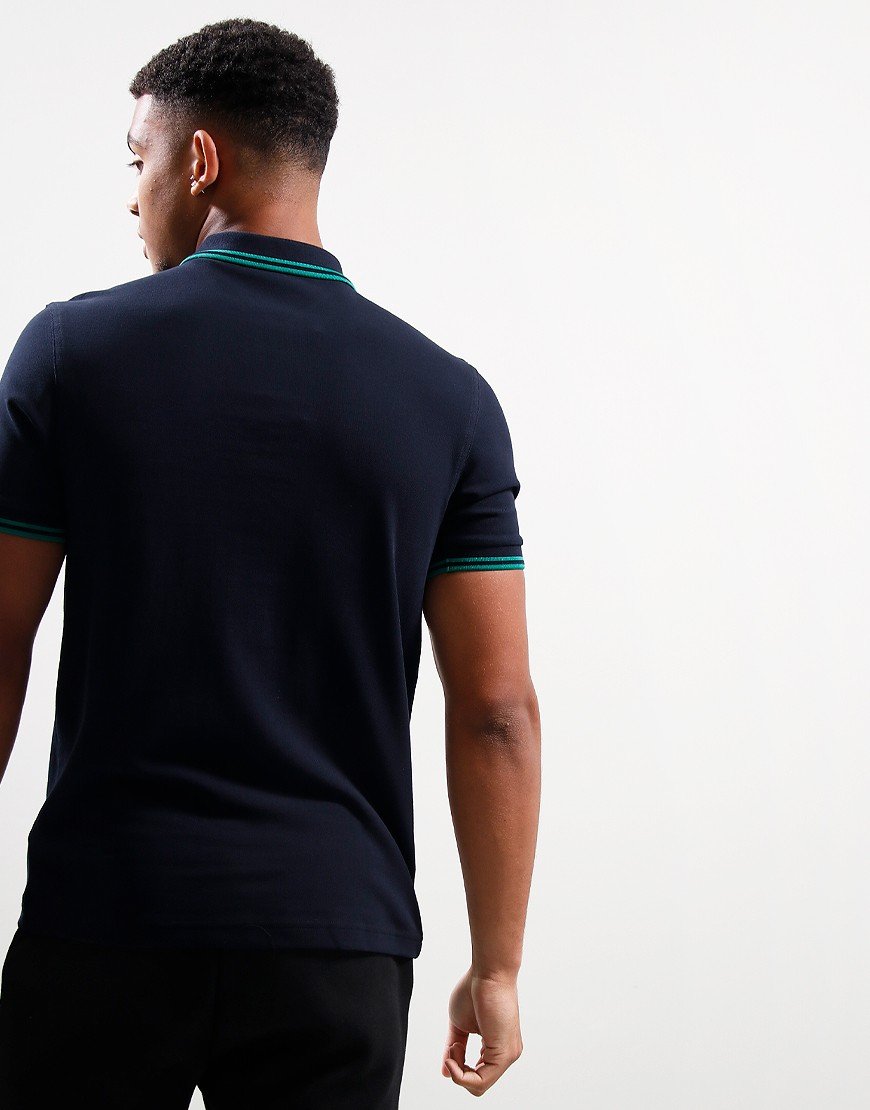 Fred Perry Twin Tipped Polo Shirt Navy/Fred Perry Green - Terraces Menswear