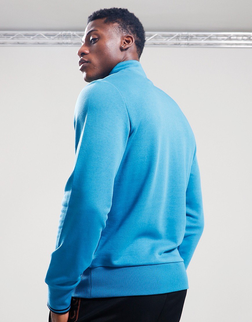Fred Perry Half Zip Sweat Runaway Ocean - Terraces Menswear