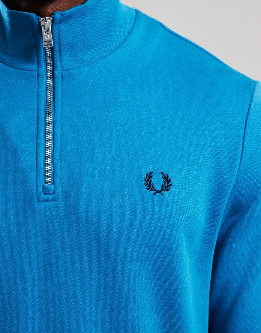 Fred Perry Half Zip Sweat Runaway Ocean - Terraces Menswear