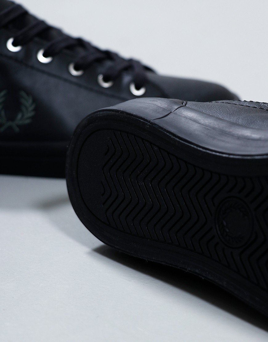 Fred Perry Baseline Leather Trainers Black/Laurel Wreath - Terraces ...