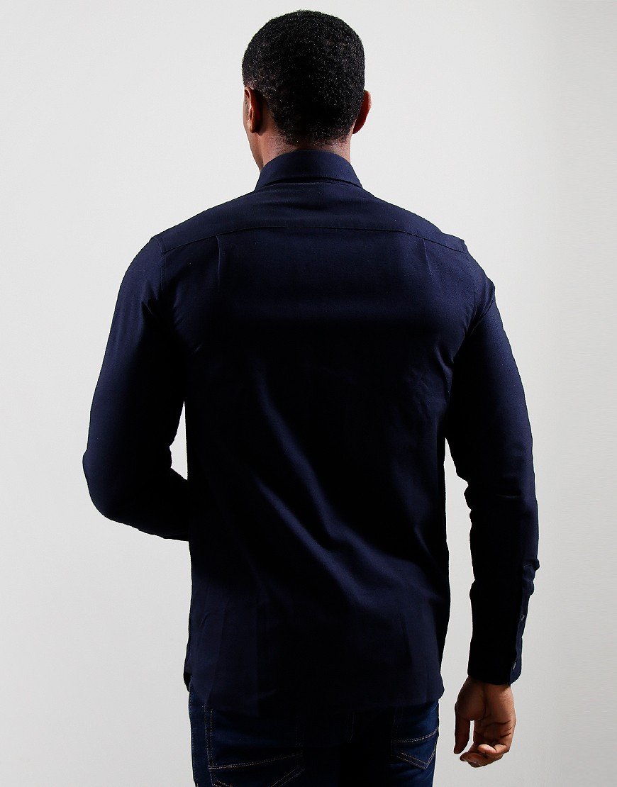 Fred Perry Brushed Oxford Long Sleeve Shirt French Navy - Terraces Menswear