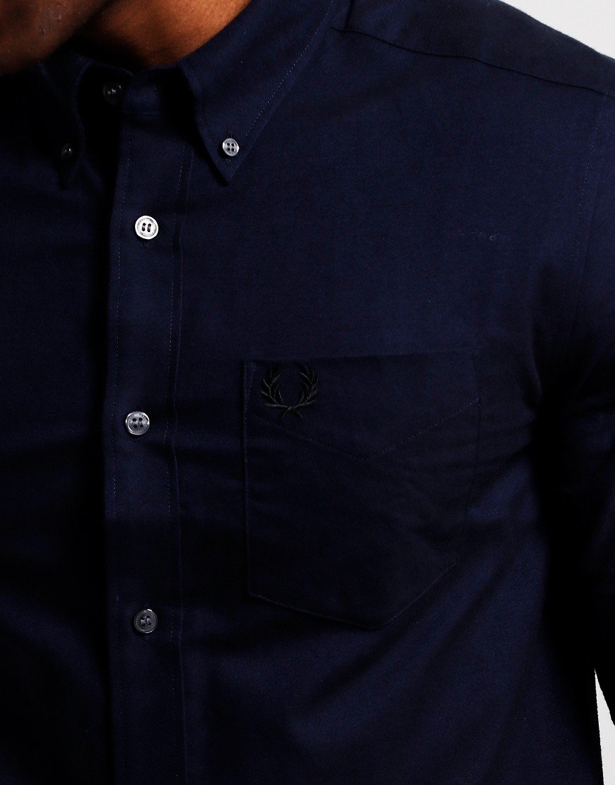 Fred Perry Brushed Oxford Long Sleeve Shirt French Navy - Terraces Menswear