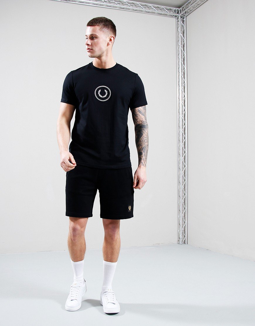 Fred Perry Circle Branding T-Shirt Black - Terraces Menswear