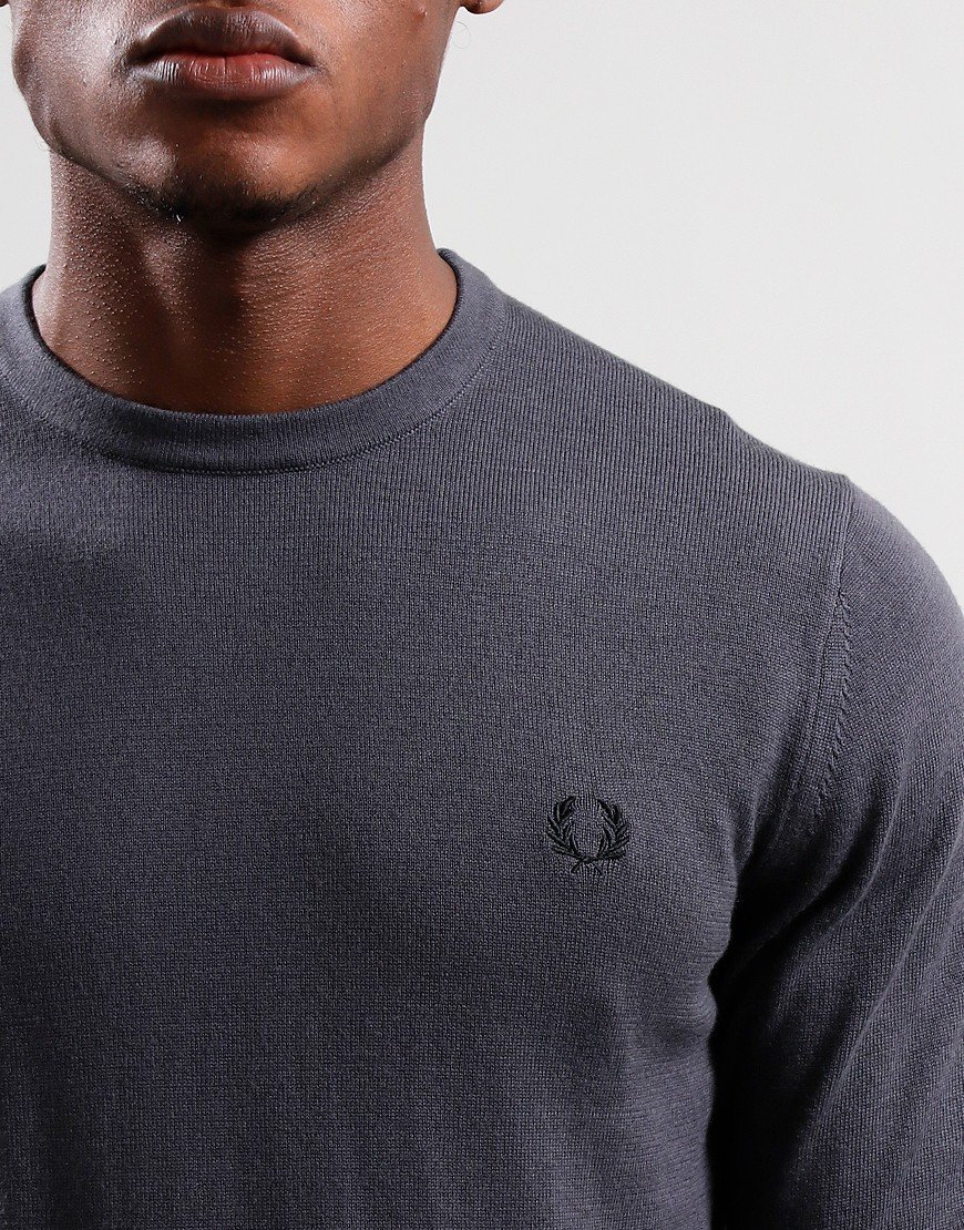 Fred Perry Classic Crew Sweat Gunmetal - Terraces Menswear