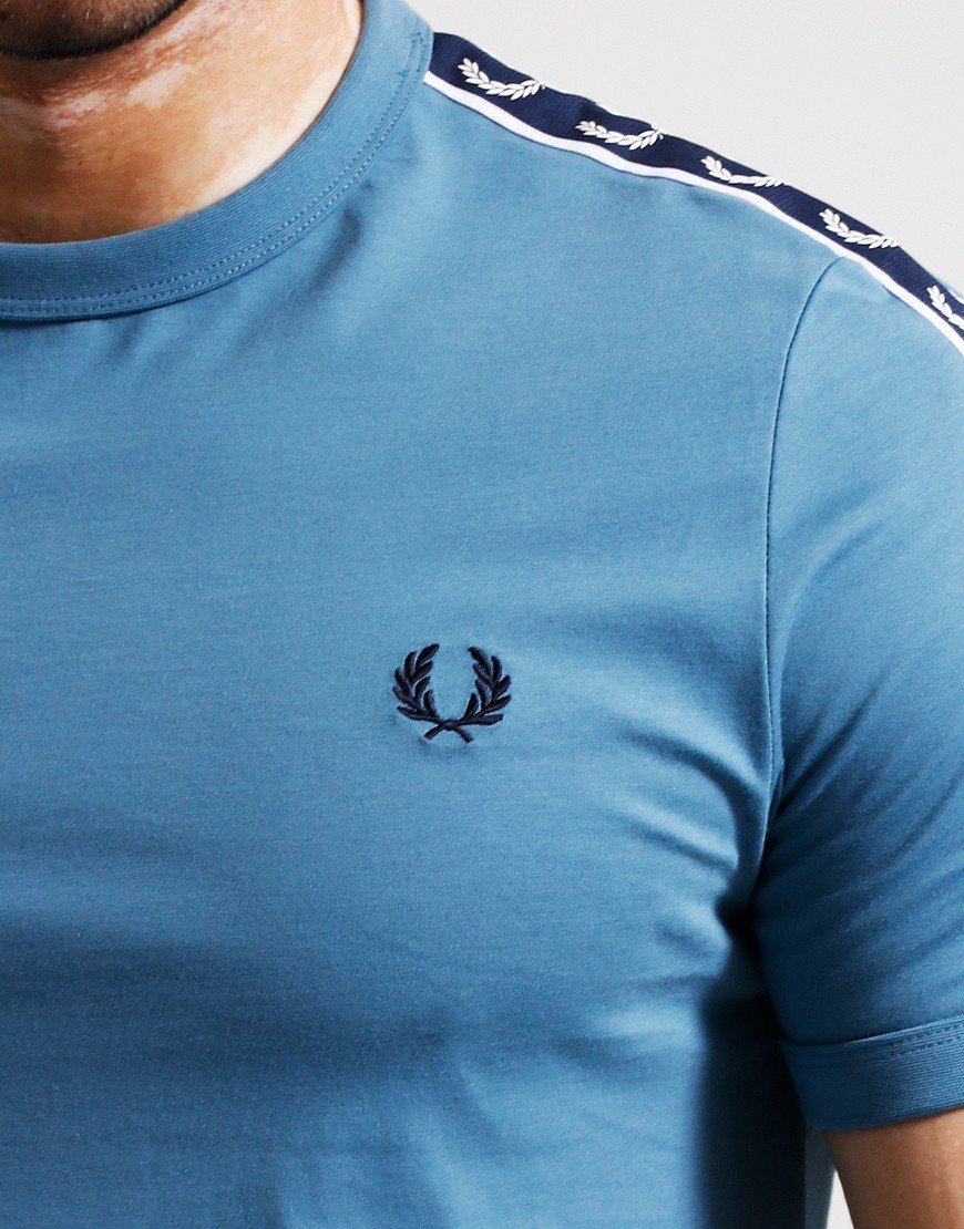 Fred Perry Contrast Tape Ringer T-Shirt Ash Blue/Navy - Terraces Menswear