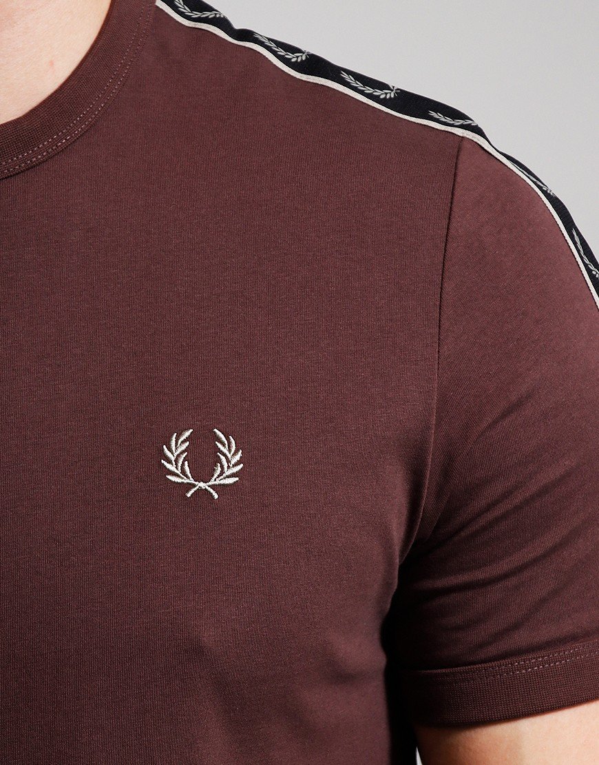Fred perry Contrast Tape Ringer T-Shirt Brick/Warm Grey - Terraces Menswear