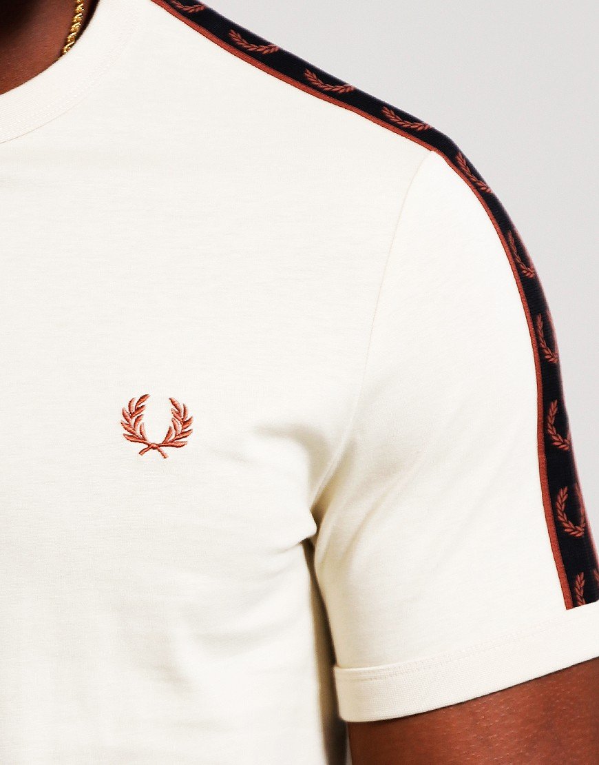 Fred Perry Contrast Tape Ringer T-Shirt Oatmeal/Whiskey Brown ...