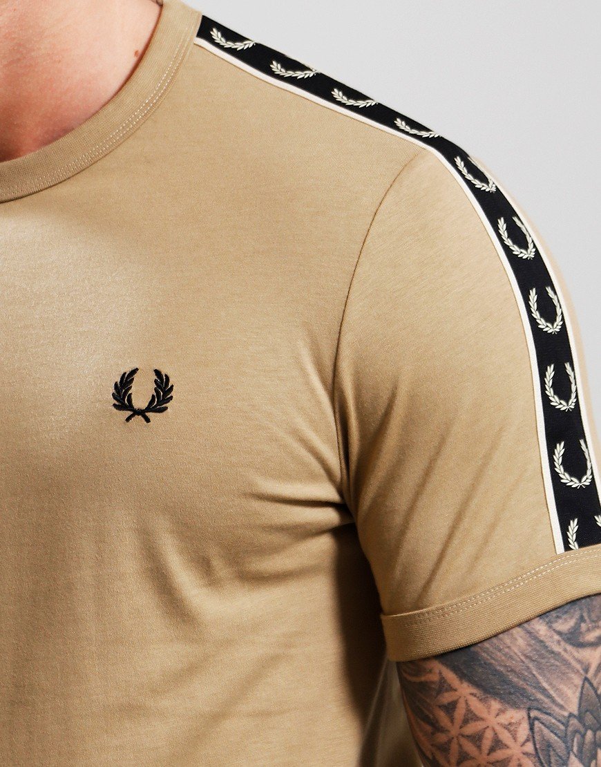 Fred Perry Contrast Tape Ringer T-Shirt Warm Stone/Oatmeal - Terraces ...