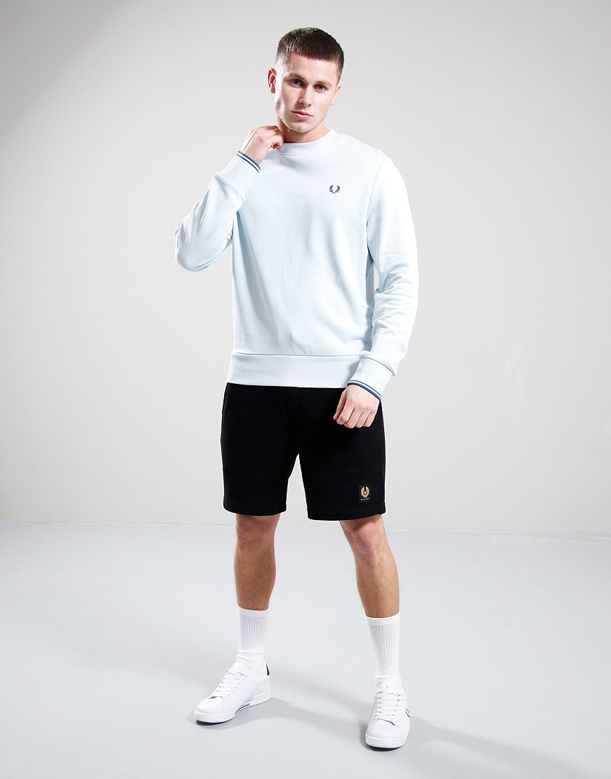 Fred Perry Crew Sweat Light Ice/Midnight Blue - Terraces Menswear