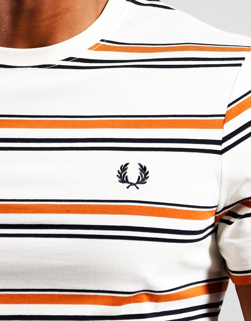 Fred Perry Fine Stripe T-Shirt Ecru - Terraces Menswear