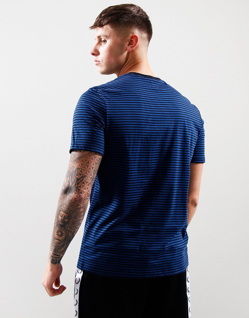 Fred Perry Fine Stripe T-Shirt Shaded Cobalt/Navy - Terraces Menswear