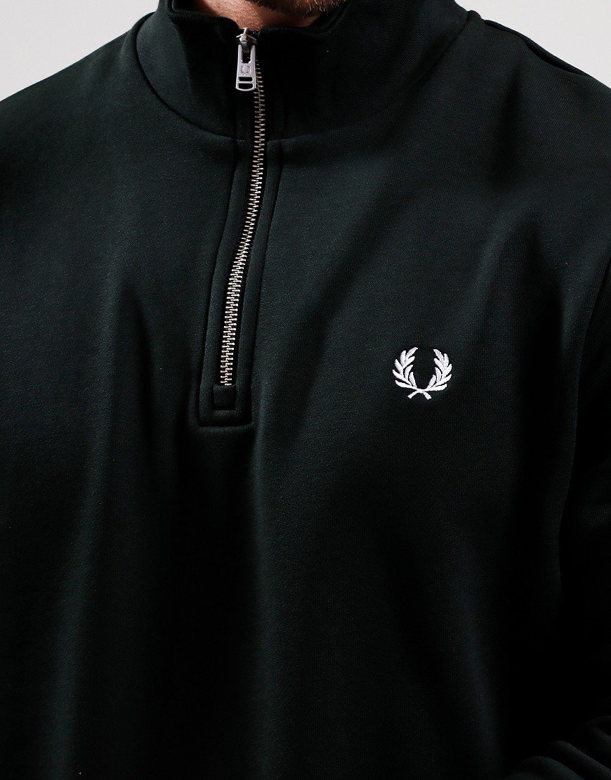 Fred Perry Half Zip Sweat Night Green - Terraces Menswear