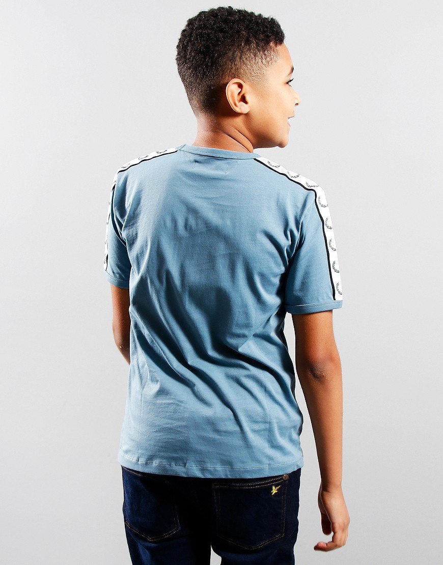 Fred Perry Kids Taped Ringer T-Shirt Ash Blue - Terraces Menswear
