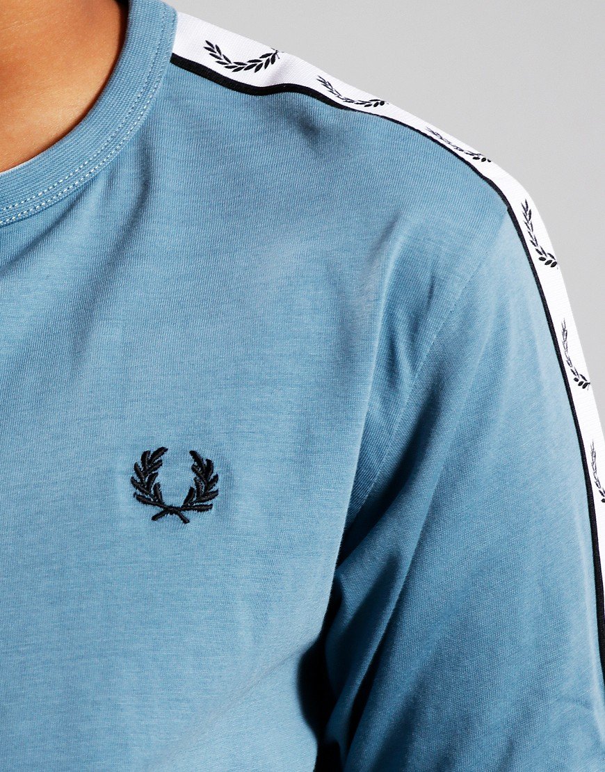 Fred Perry Kids Taped Ringer T-Shirt Ash Blue - Terraces Menswear