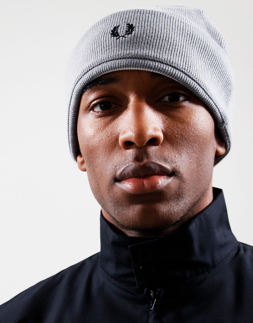 Fred Perry Merino Beanie Steel Marl - Terraces Menswear