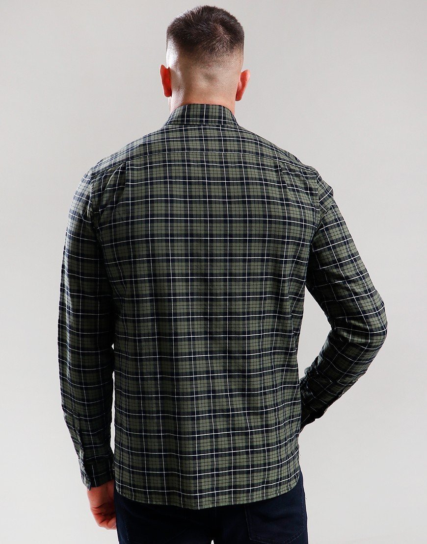 Fred Perry Tartan Oxford Long Sleeve Shirt Laurel Wreath Green ...