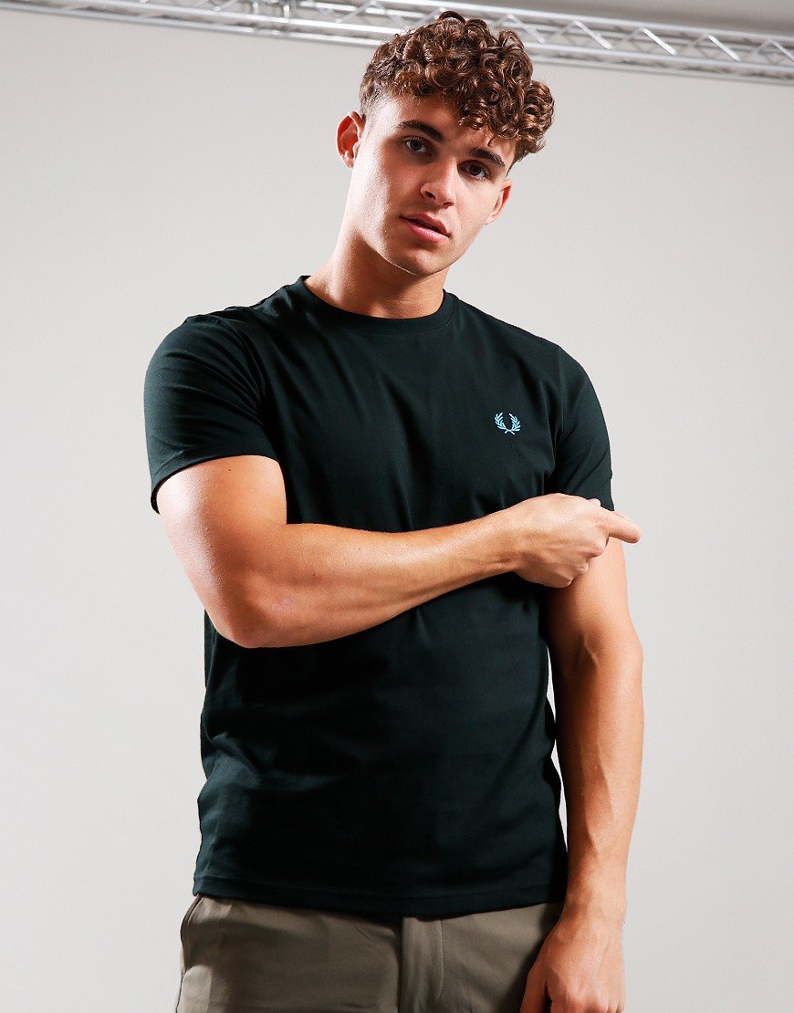 Fred Perry Rear Powder Laurel T-Shirt Night Green - Terraces Menswear