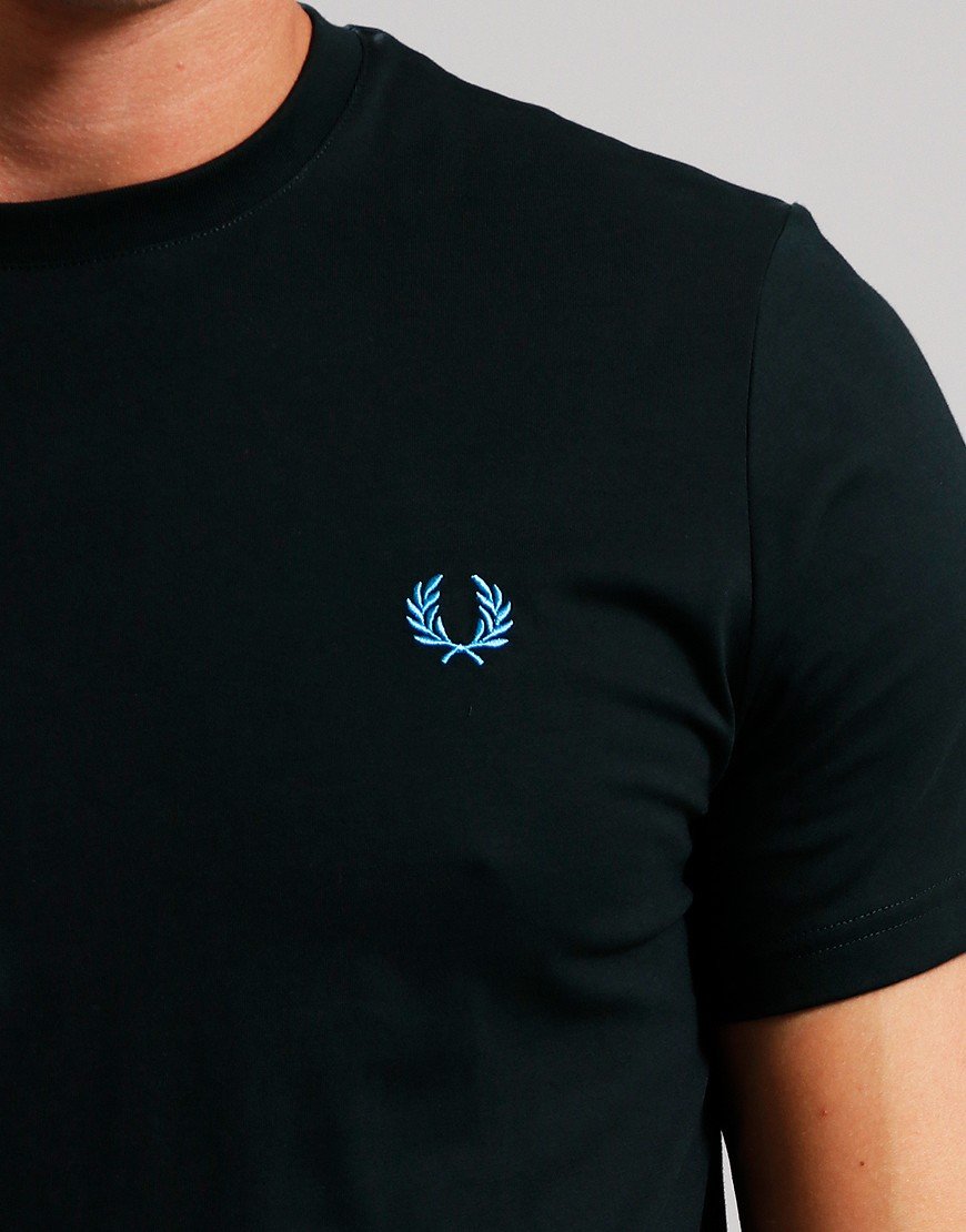Fred Perry Rear Powder Laurel T-Shirt Night Green - Terraces Menswear