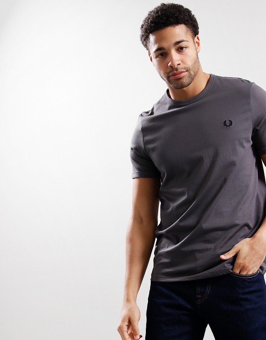 Fred Perry Ringer T-Shirt Gunmetal - Terraces Menswear