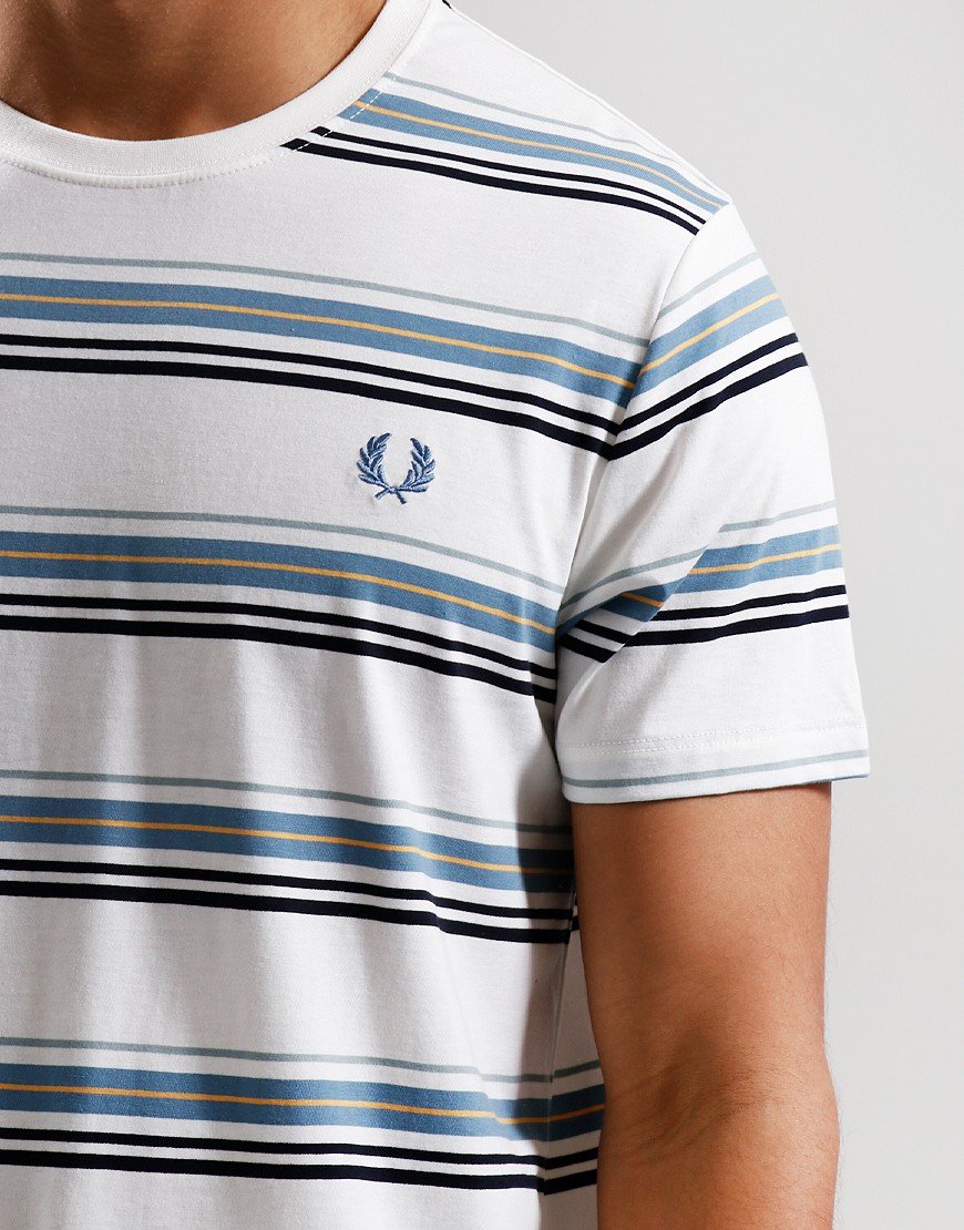 Fred Perry Stripe T-Shirt Snow White - Terraces Menswear