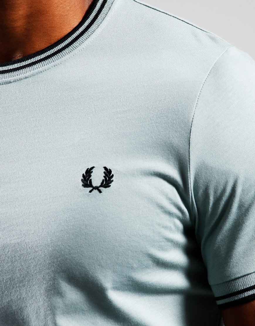Fred Perry Twin Tipped T-Shirt Silver Blue - Terraces Menswear