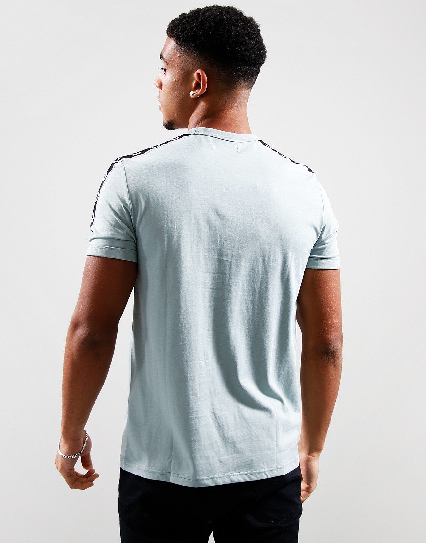 Fred Perry Tape Ringer T-Shirt Silver Blue/Black - Terraces Menswear