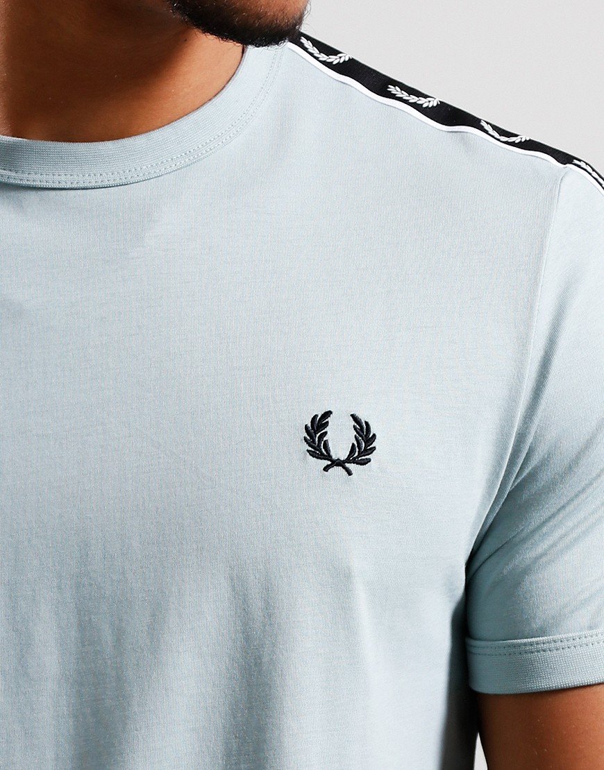 Fred Perry Tape Ringer T-Shirt Silver Blue/Black - Terraces Menswear